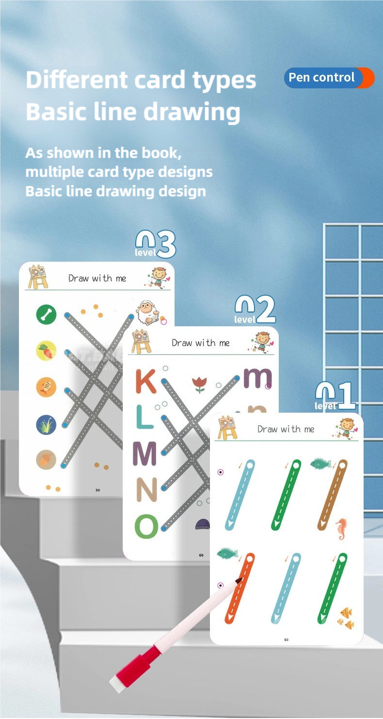 Erasable Tracing Book Pen Control Training Educational Toys for Kids ...