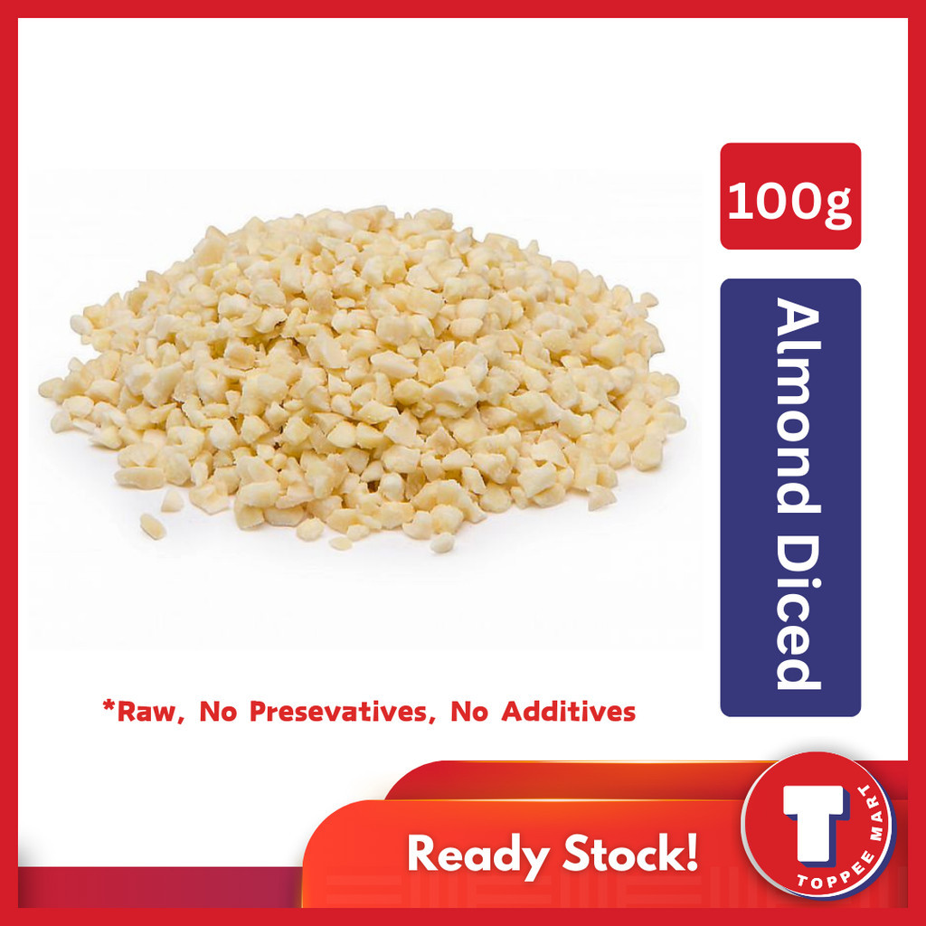 Raw Almond Diced / Badam Cincang / Almond Nibs /杏仁碎 - 100g | Shopee ...