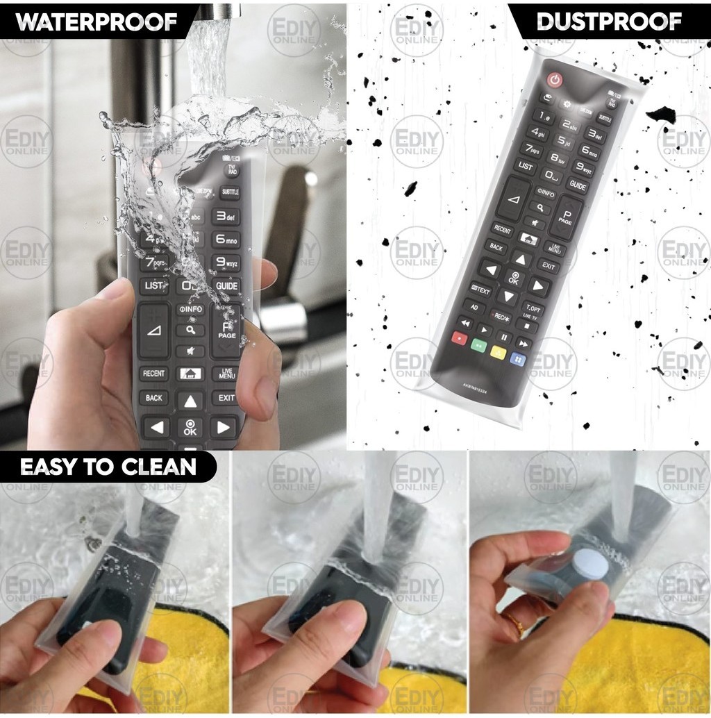 PVC Transparent TV Aircond Universal Remote Control Cover Storage Case ...