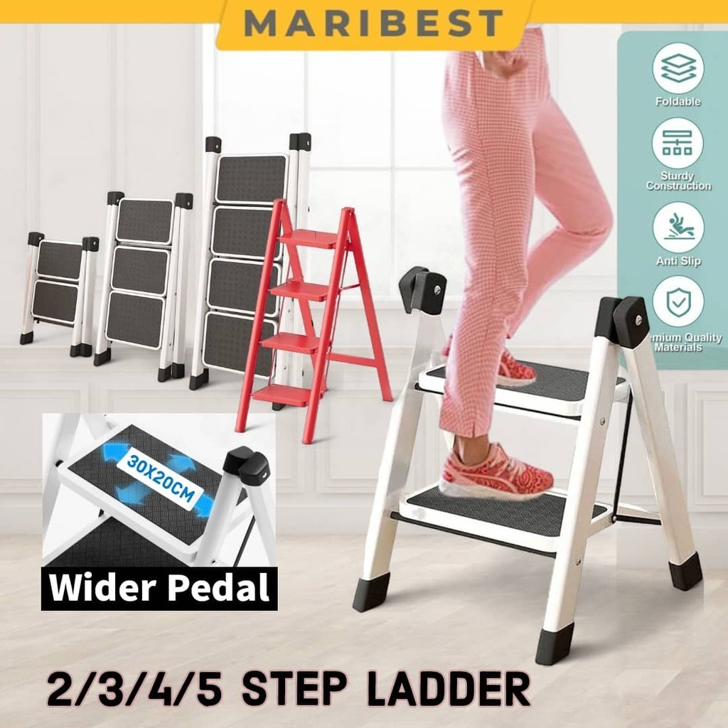 Tangga Lipat 2/3/4/5 Steps Foldable Portable Ladder Stool Steel Ladder ...