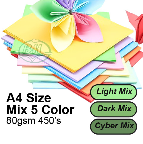 A4 5 Color Mix 80g Color Paper (450pcs), Light Mix, Dark Mix, Cyber Mix ...