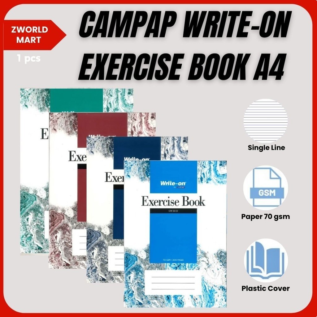 Campap Write-ON Exercise Book A4 Size 2506 & 2507 & 2508 & 2509 & 2510 ...