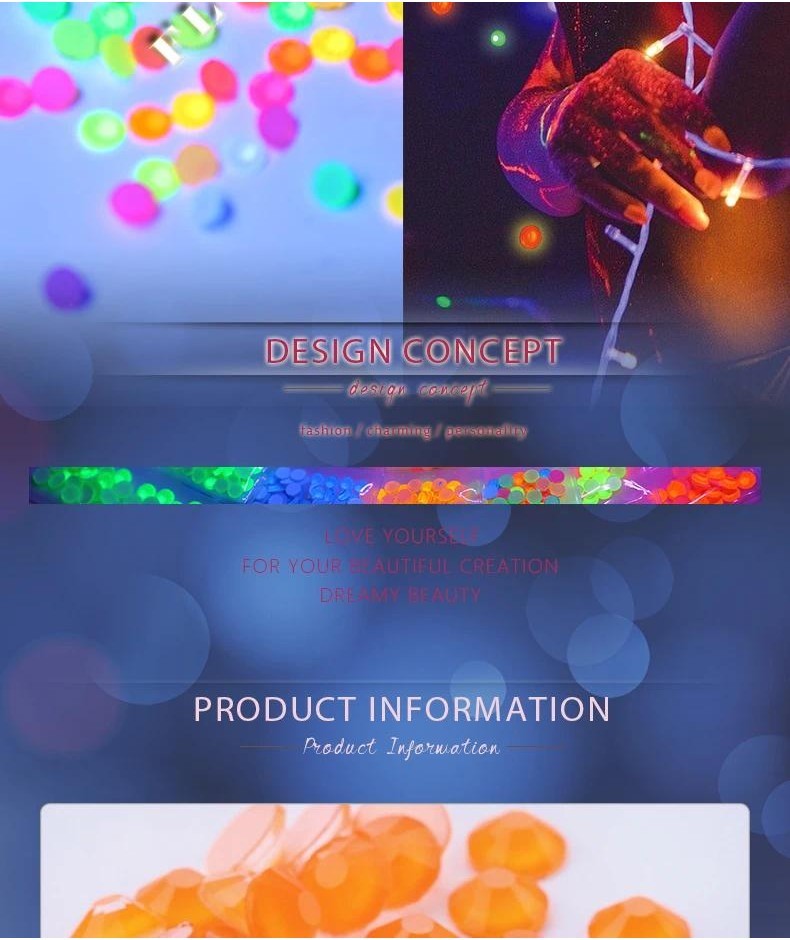Crystal Glass Rhinestones Neon Candy Colors Nail Glue on Rhinestone ...
