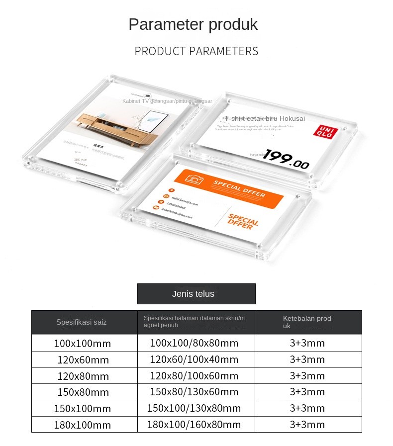 Acrylic Supermarket Price Tag Strong Magnetic Table Card Bathroom ...