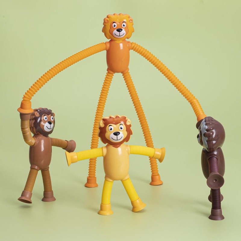 Animal Telescopic Suction Cup Lion Monkey Toy Sensory Toys Fun ...