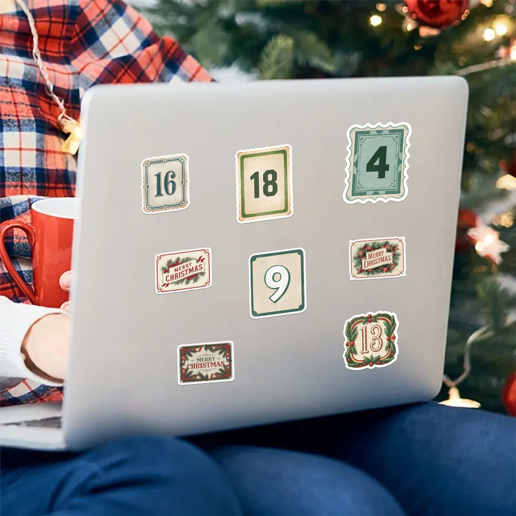 30pcs Vintage Christmas Advent Calendar Stickers, Christmas Printable ...