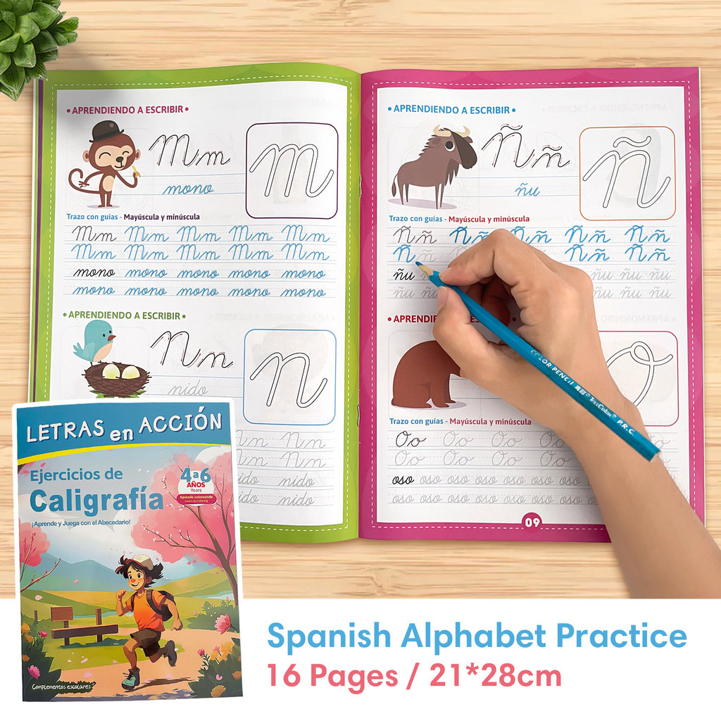 16 Pages Spanish Cursive Writing and Alphabet Workbooks for Kids ...