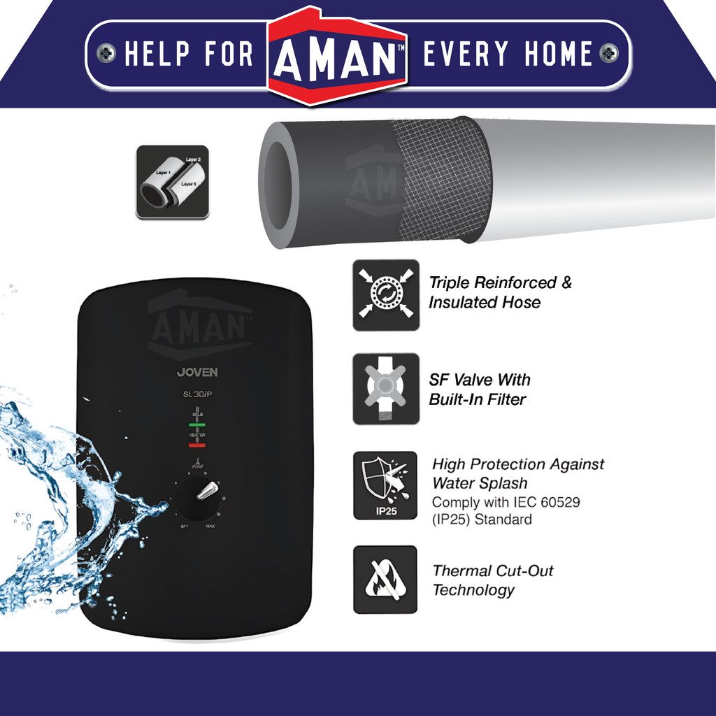 JOVEN Water Heater With Pump Rain Shower Bathroom Instant Hot Water ...