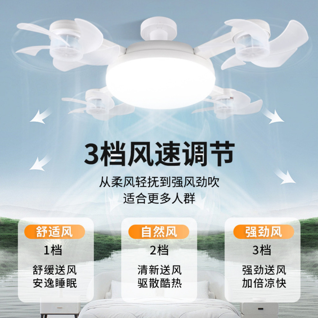 2 in 1 New Creative Remote Control ceiling fan with LED Light kipas ...