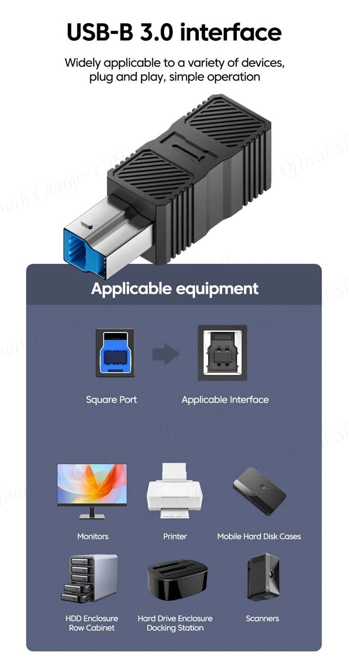 5Gbps USB-B 3.0 Printer Adapter USB-B Male to Type C/USB Female ...
