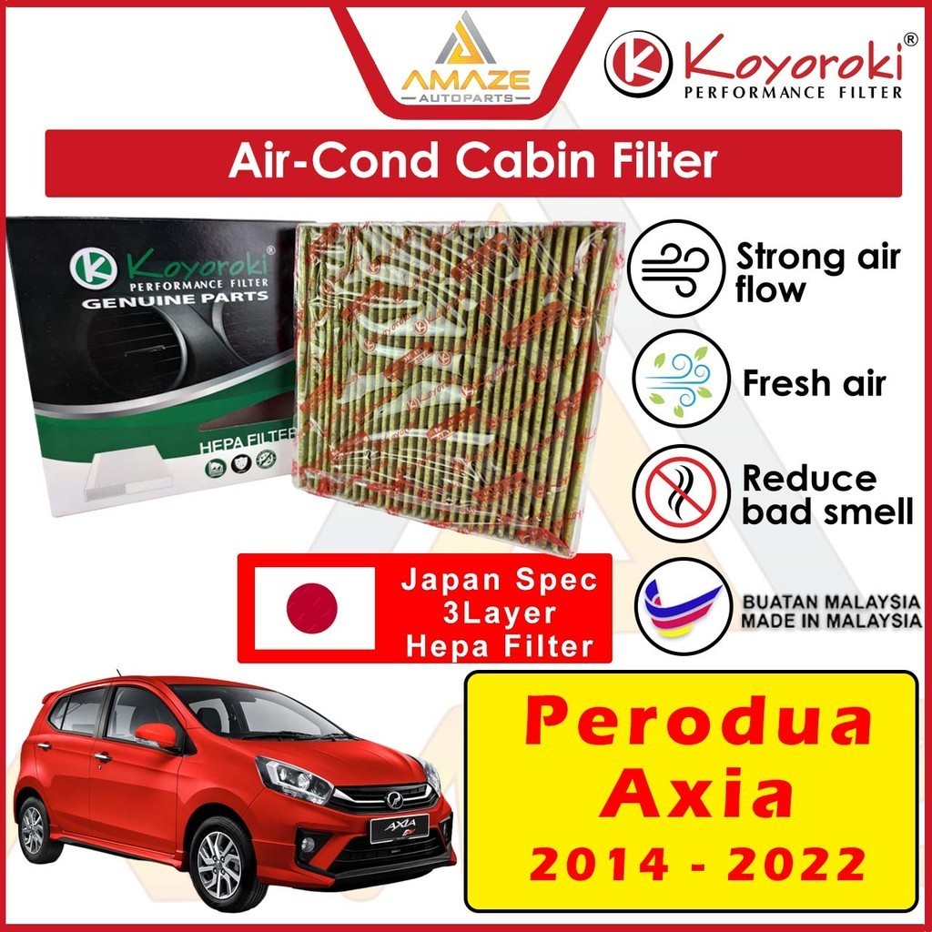 Koyoroki PM2.5+CARBON HEPA Air-Cond Cabin Filter & Cover for Perodua ...