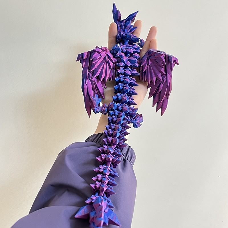 3D Printed Crystal Dinosaur Dragon Figurine with Movable Wing Joints ...
