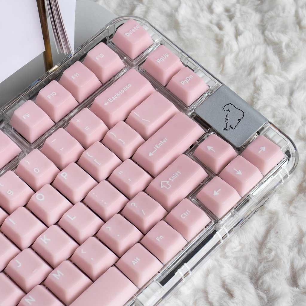 Translucent Pink color Keycaps PBT cherry profile keycaps set with ...