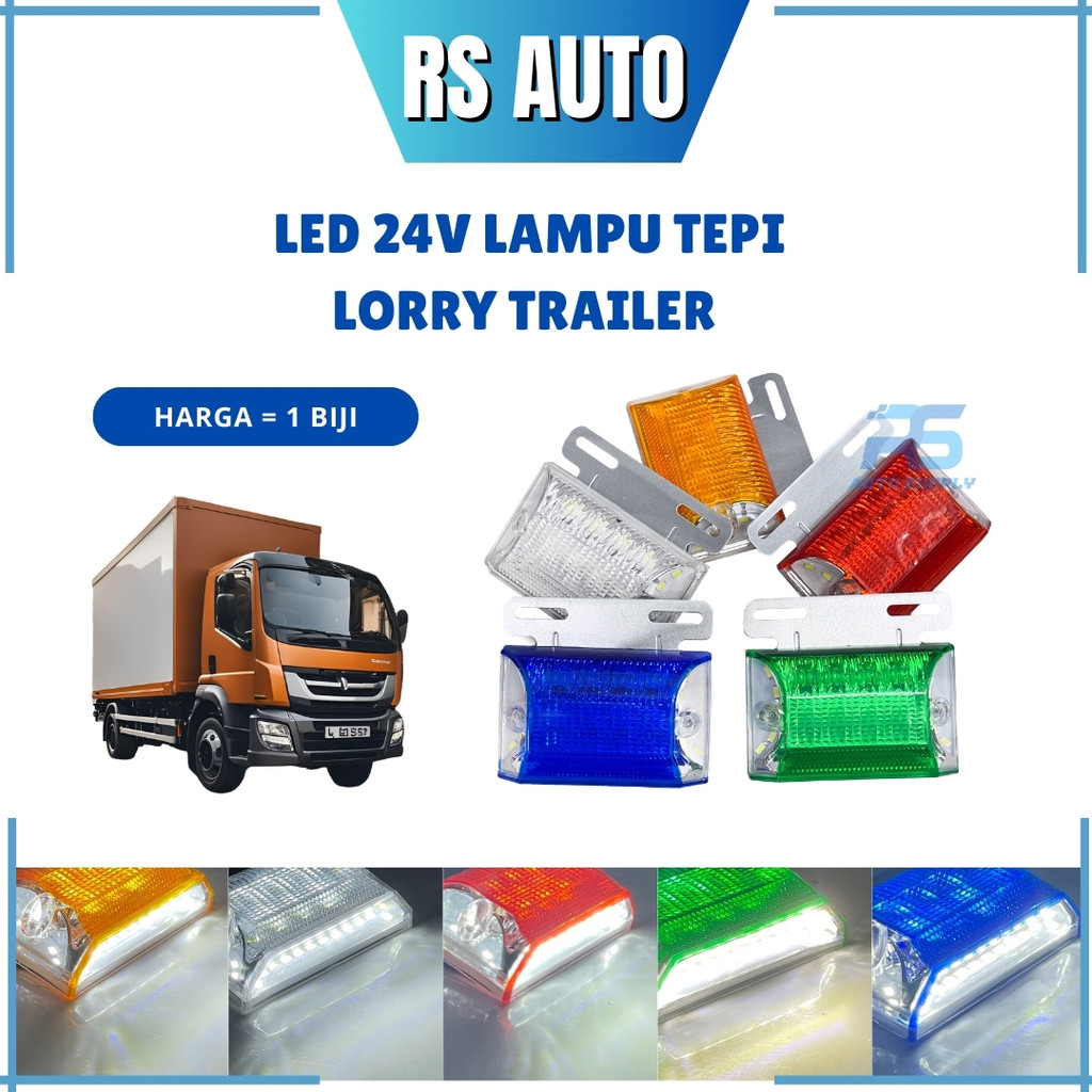 LED 24V 28SMD SIDE LAMP WHITE YELLOW TRAILER LORRY TRUCK LAMPU TEPI ...