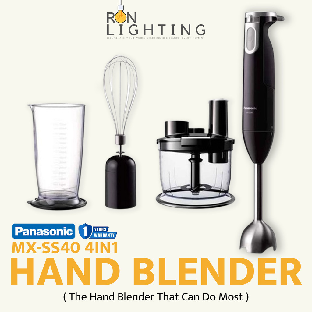 PANASONIC MX-SS40 Hand Blender Stainless Steel 4 Blades 5 Speed 600W Chopper Whisk Mixer Juicer ...