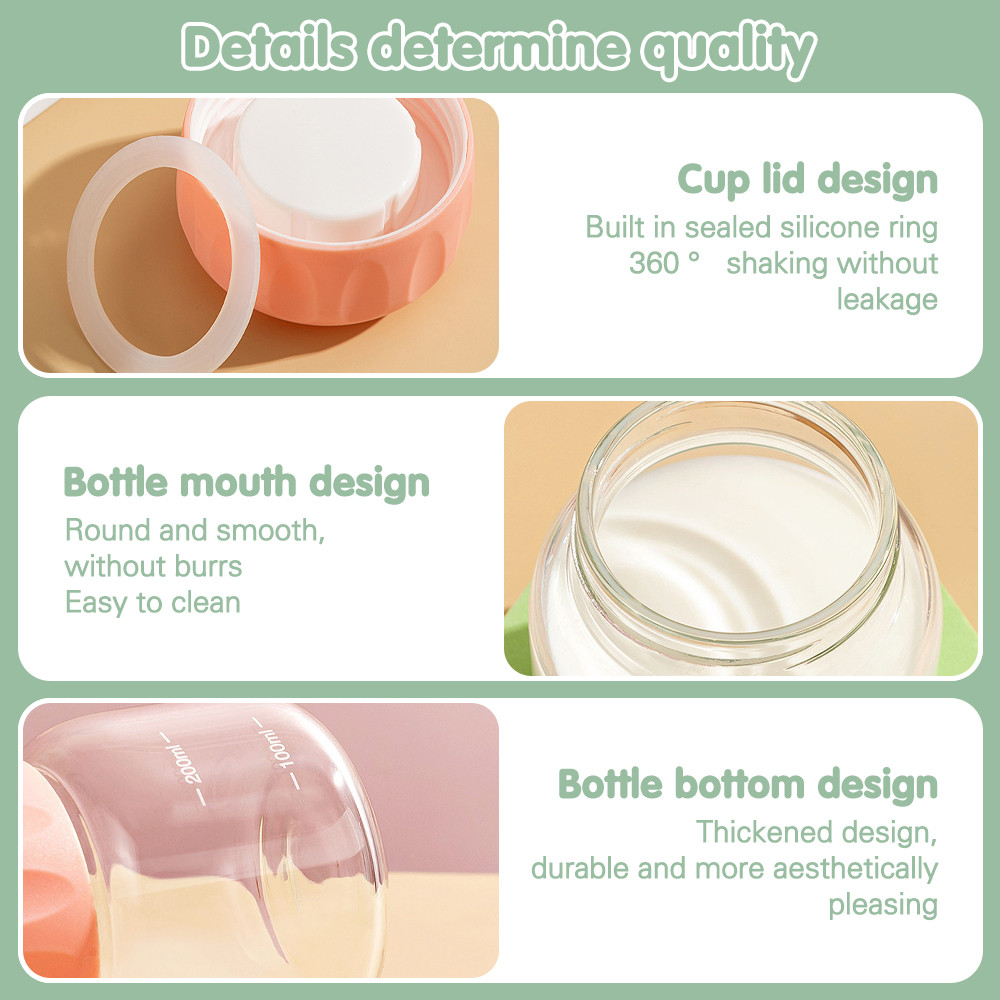 BEVAVAR 300ML Chubby Mini Water Bottle Cute Mini Glass Bottle Thickened ...
