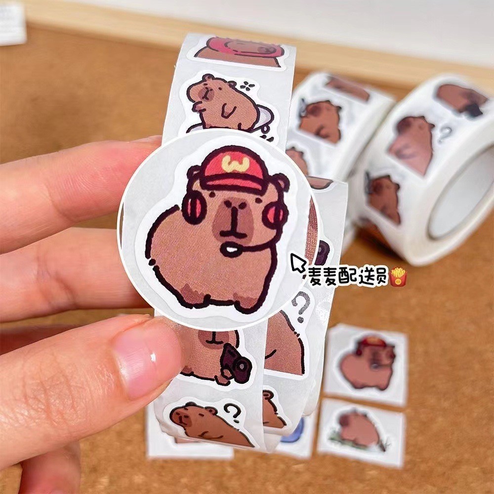 Capybara Roll Sticker Cute Capybara Handbook Envelope Sticker | Shopee ...