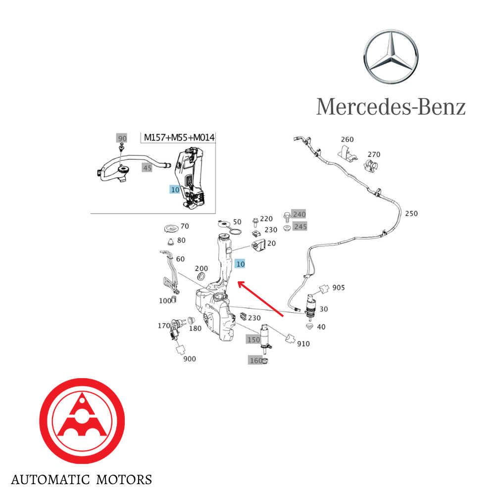 Original Mercedes Benz Wiper TANK AA W204 W212 2048691420 2048690420 ...