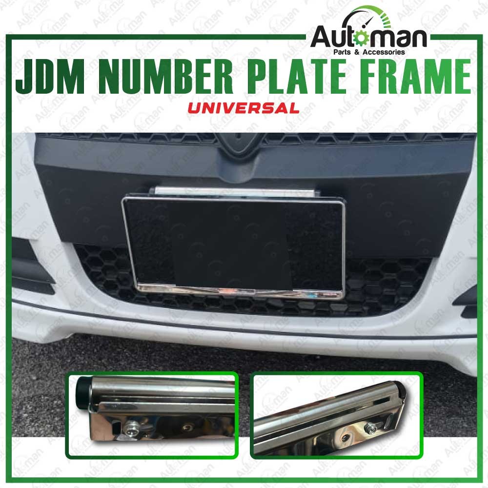JDM Japan Front Rear Number Plate Frame Adjustable Universal Bezza Myvi ...