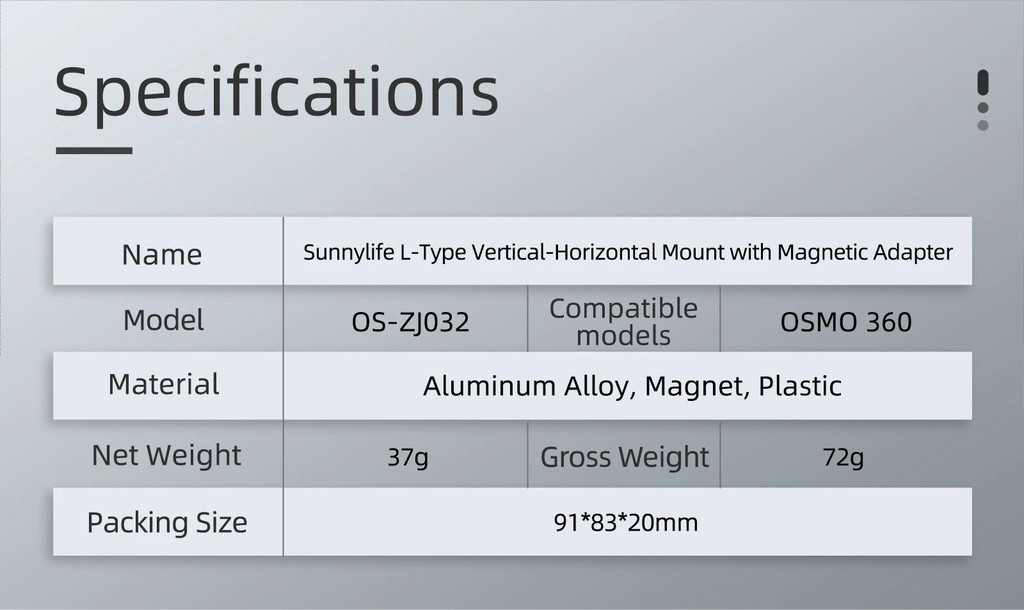 OSMO360 Magnetic Adapter L-Shaped Extension Bracket Quick-Release Two ...