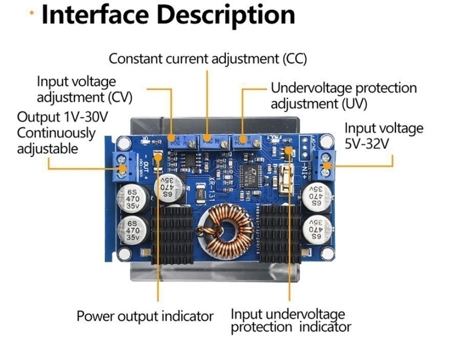 LTC3780 DC-DC 5-32V to 1V-30V 10A 80W Automatic Step Up Down Regulator ...