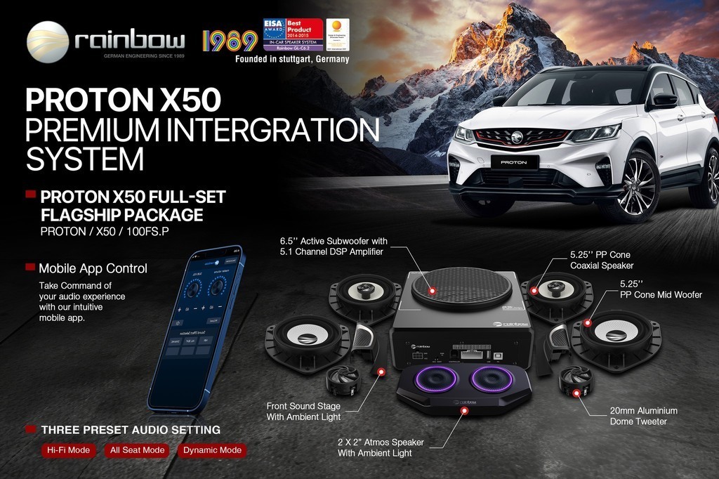 Proton X50 Full Set Plug n Play Speaker Active Sub Woofer Built in DSP ...