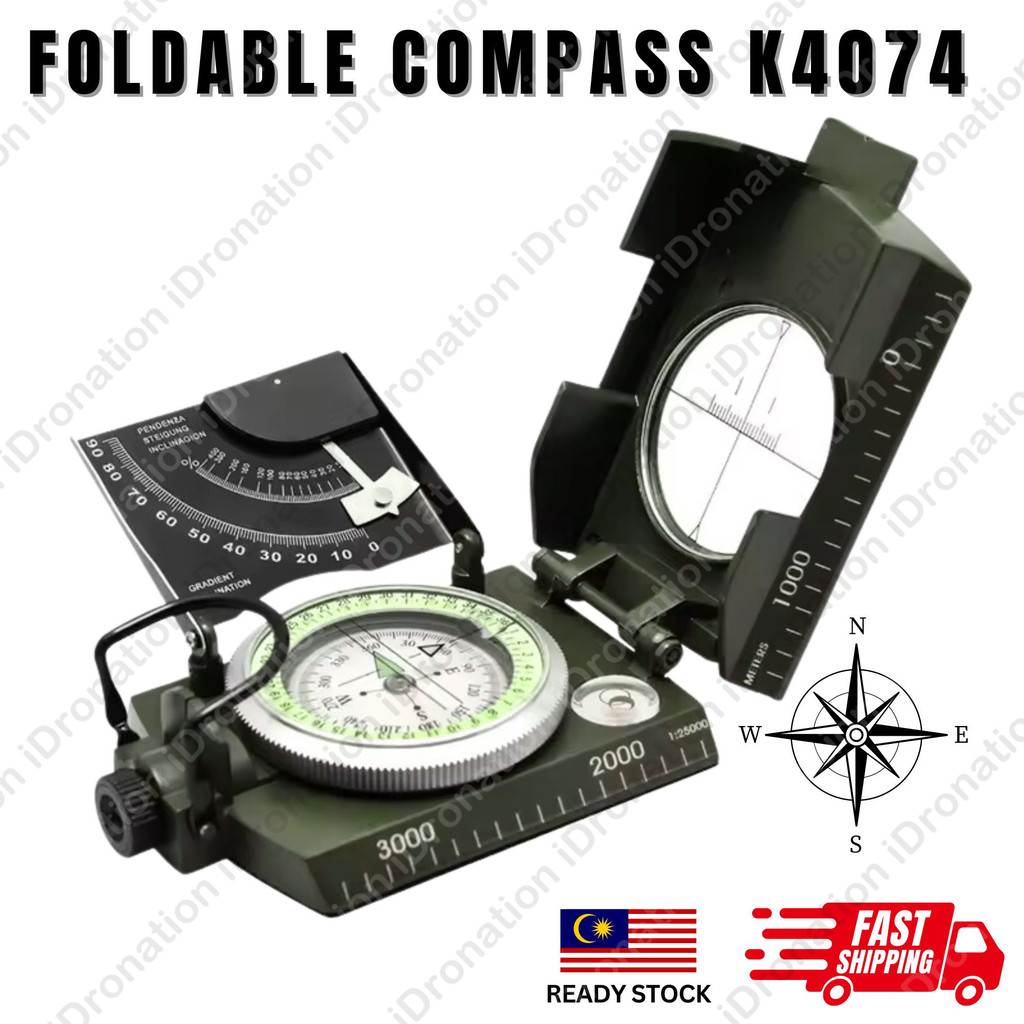 K4074 Military Compass Portable Metal Lensatic Pocket Watch Compass Outdoor Camping Hiking ...