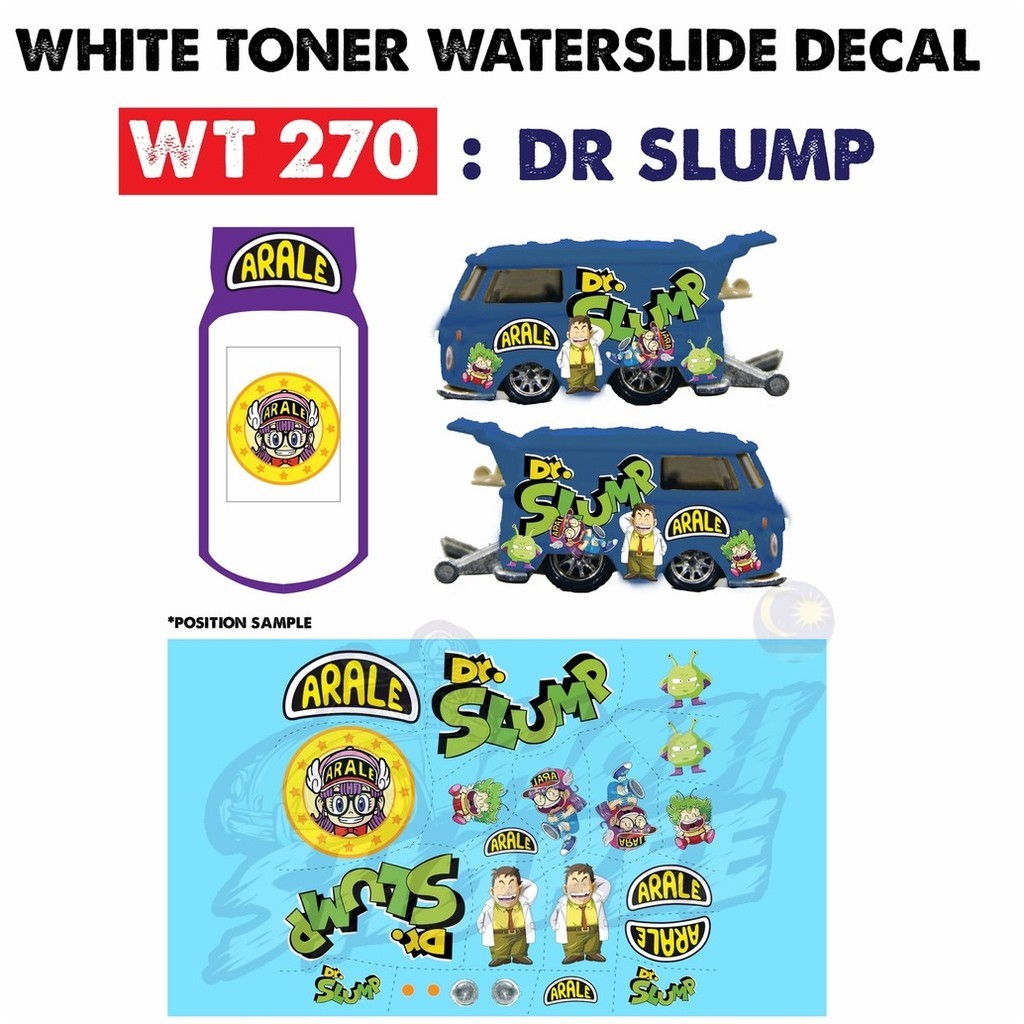 DR SLUMP Decals Hotwheels Tomica 1:64 diecast custom white toner ...