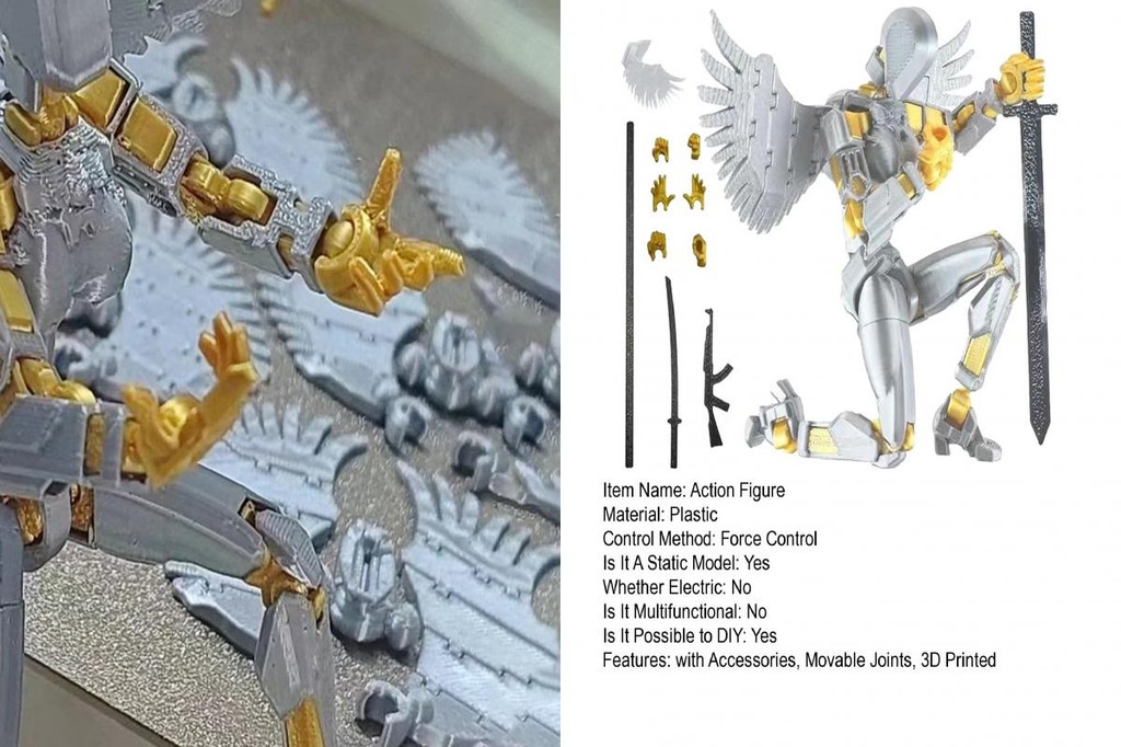 3d Printed Action Figures Moveable Action Figure Angel Wing Robot ...