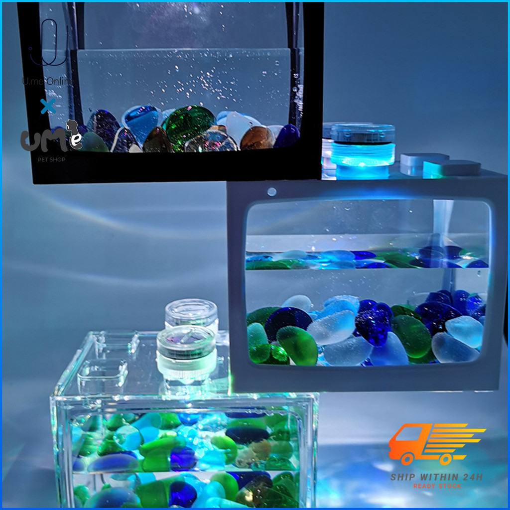 Ume Pet Fish Tank Brick & Block Aquarium Mini Desktop Fish Tank with ...