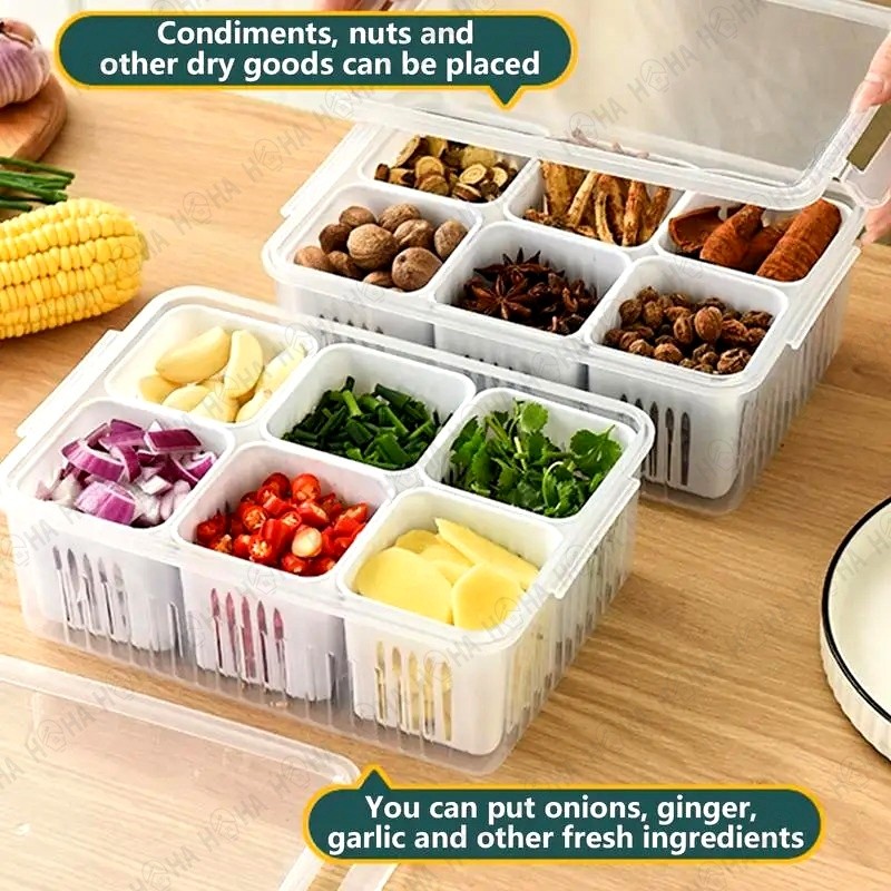 In Stock 6 Grids Refrigerator Food Vegetable Fruit Storage Box/ Kitchen ...