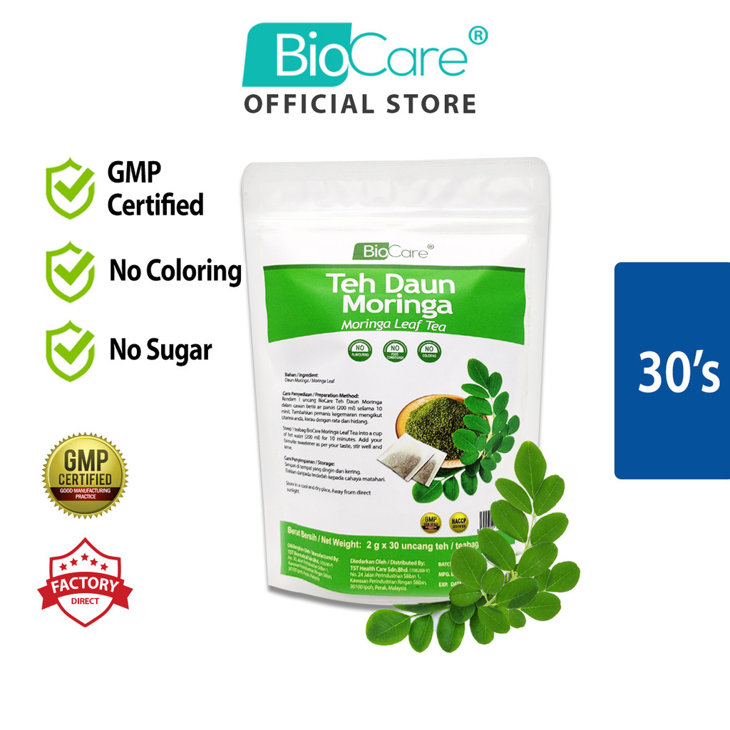 Biocare Moringa Leaf Tea 2g x 30's / Teh Daun Moringa | Shopee Malaysia