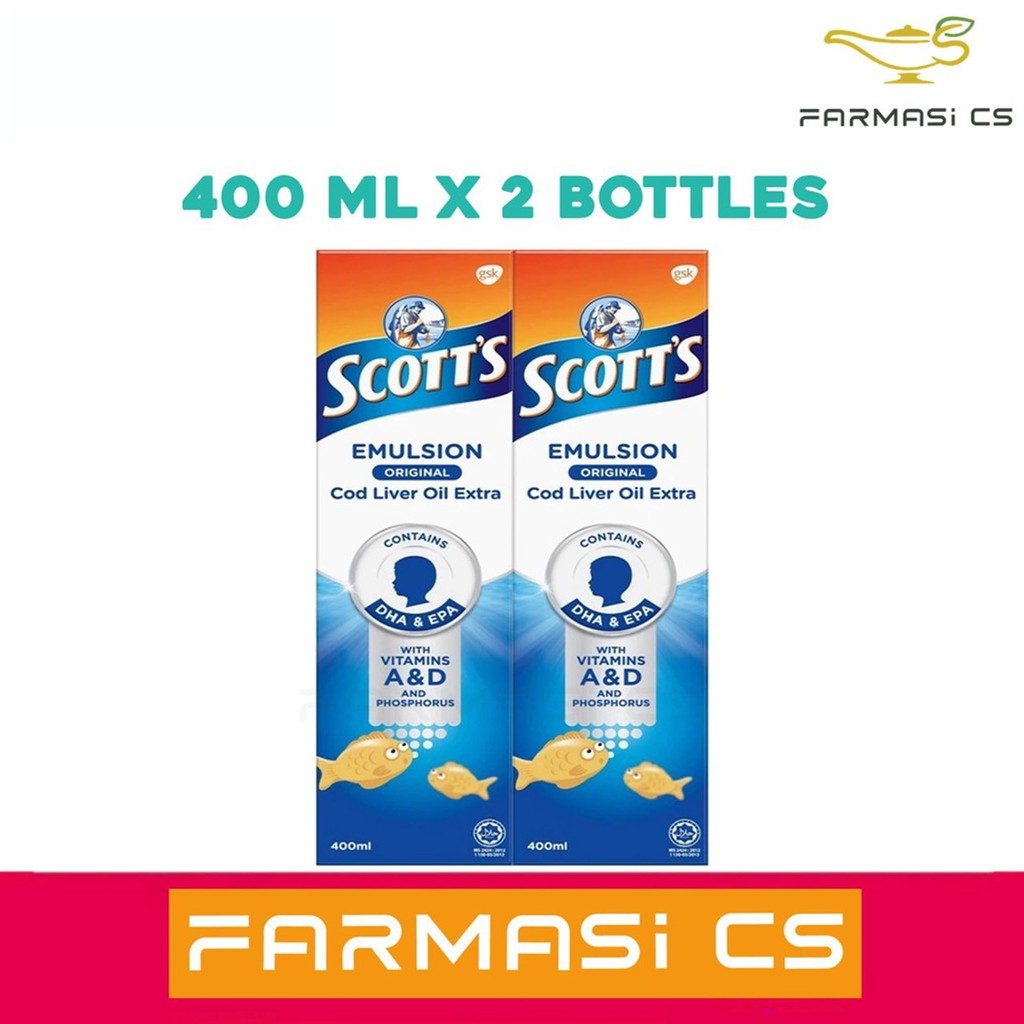 Scott's Emulsion Original Cod Liver Oil Extra 400ml x 2 (TWIN) EXP:09/ ...