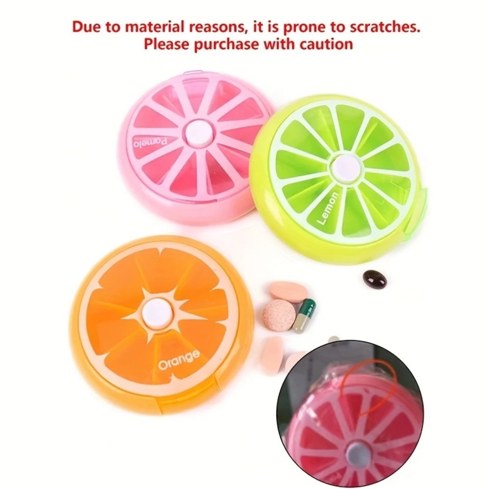 Portable 7 Days Round Rotating Fruit Push-button Medicine Box Pill ...
