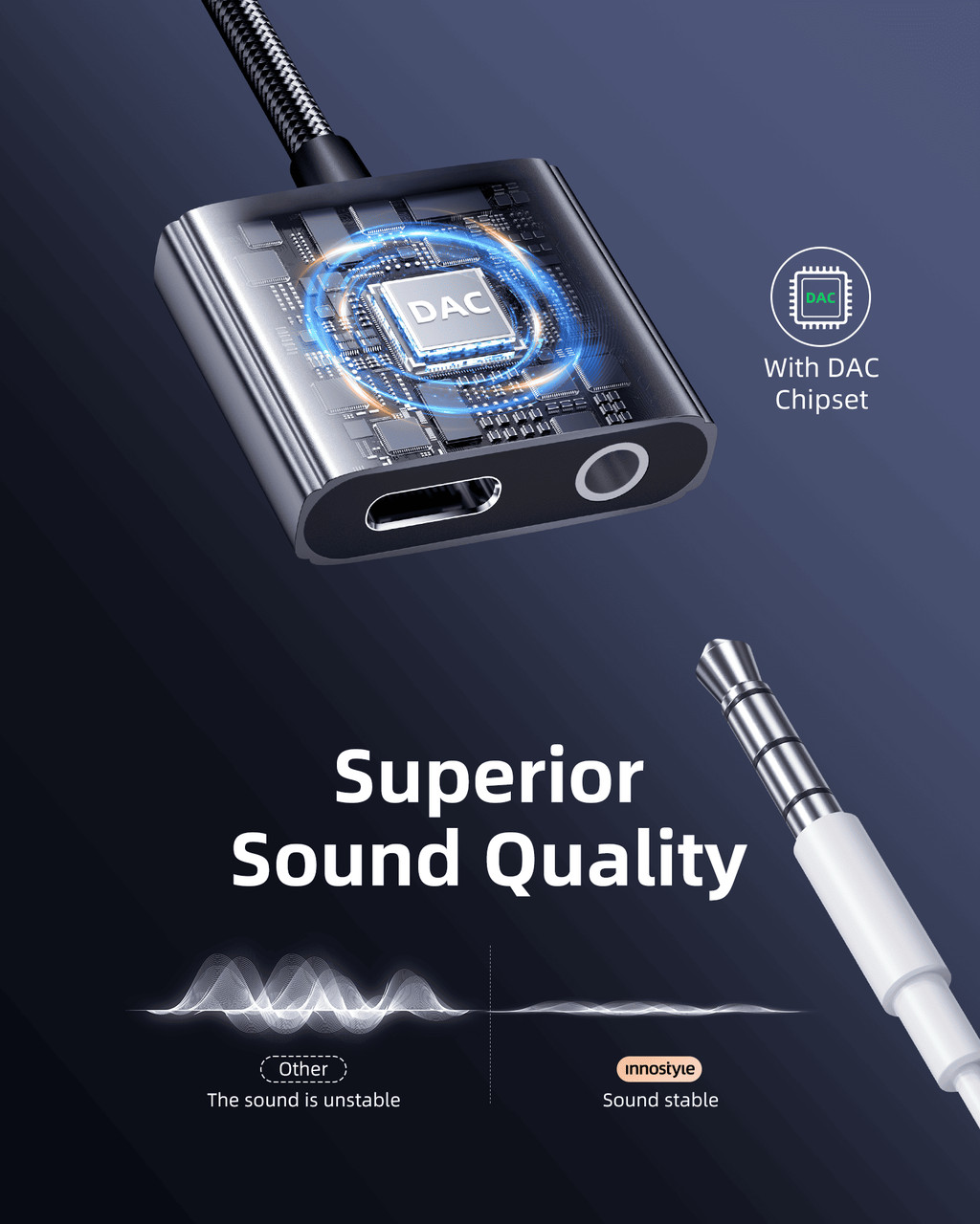 InnoStyle NexaLink 2 in 1 USB-C to USB-C PD60W & 3.5mm Audio Jack ...