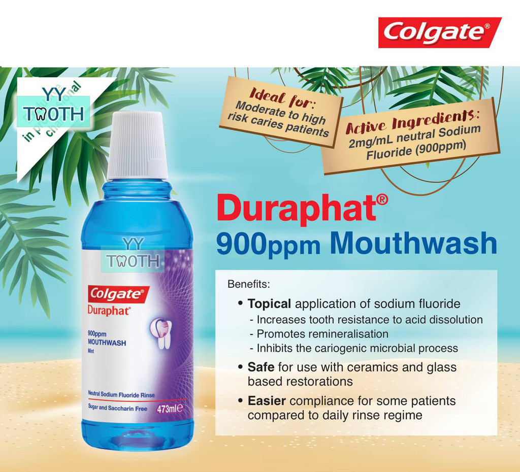 D16C Colgate Duraphat Mouthwash (Alcohol Free) 900ppm 473ml larutan ...
