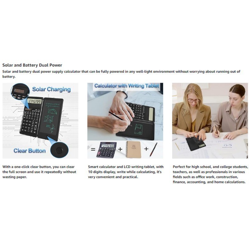 Scientific Calculator 3 in 1 Foldable Desk Math Calculator Handheld ...