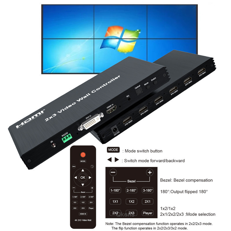 DVI HDMI Video Wall Controller 2X3 Video Wall Processor 1X2 1X4 1X3 2X1 ...