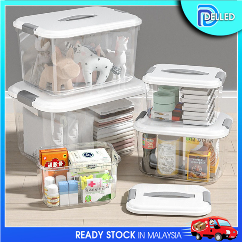 🇲🇾DELLED🇲🇾 Clear Transparent Storage Box Kotak Simpanan Roda Storage ...