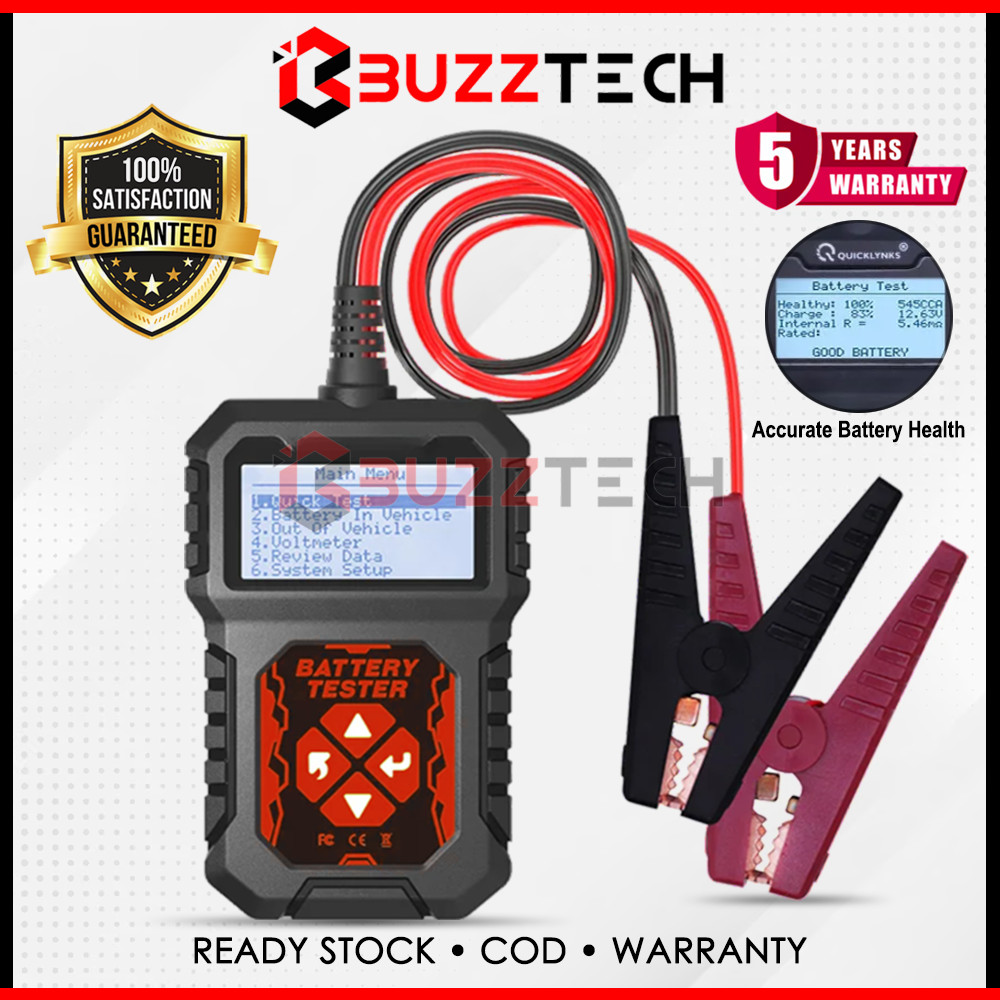 BuzzTech Car Battery Tester 12V DC Charger Tester Cranking System Test ...