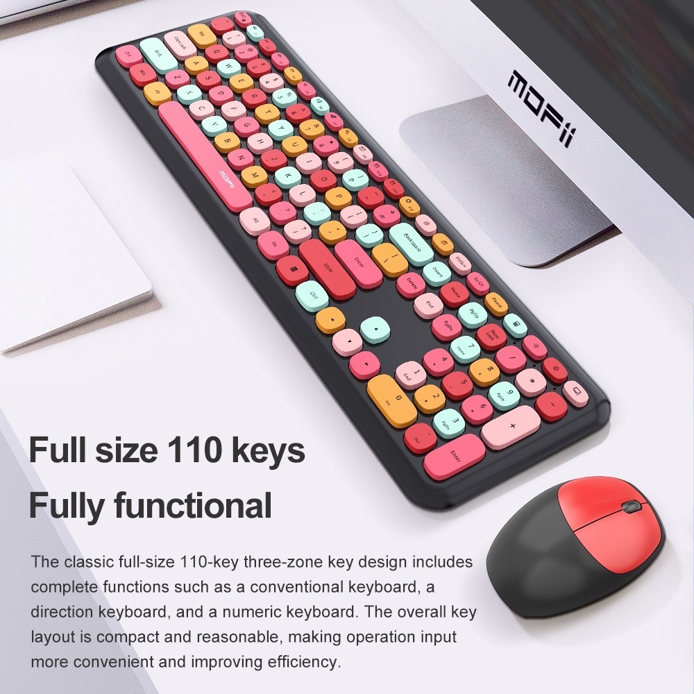 Mofii 666 2 4g Wireless Keyboard Mouse Set Combo Mixed Color Set For Pc Notebook Office Laptop