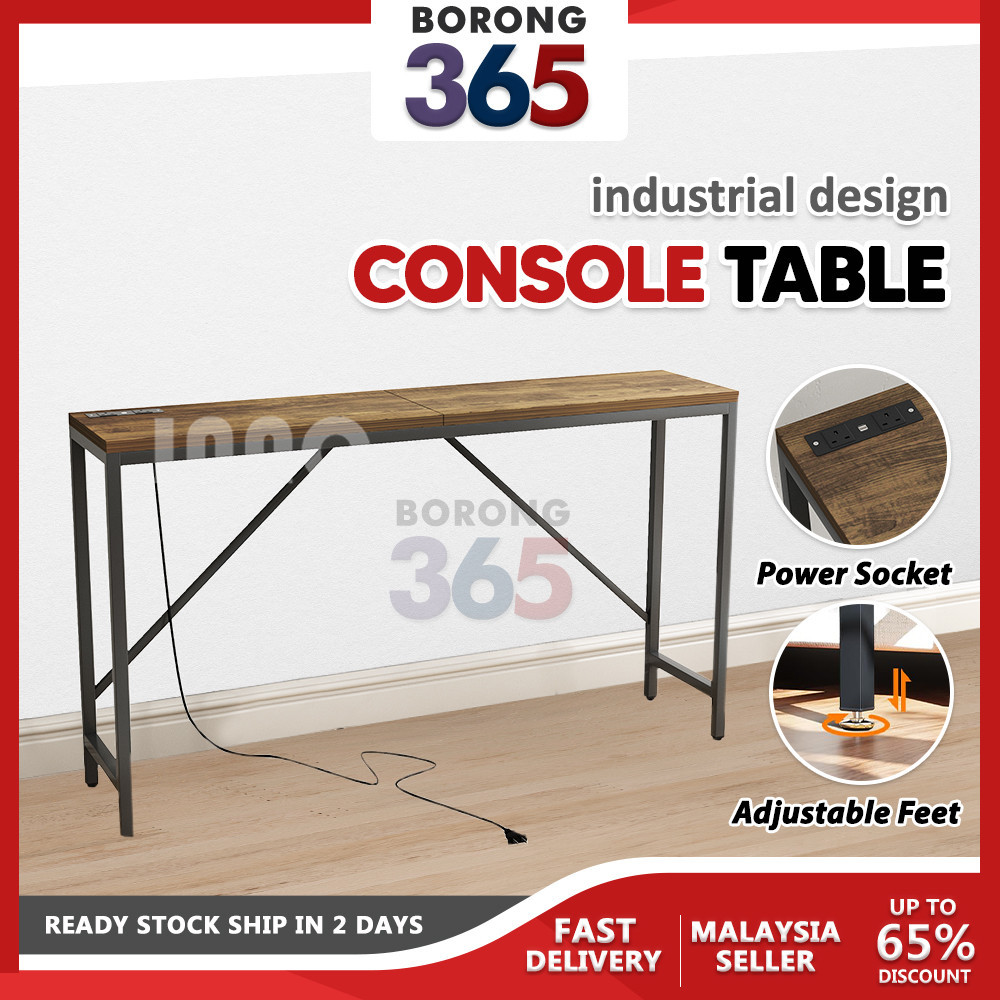 Borong365 Industrial Wooden Console Table Meja Konsol Bar Table Long ...
