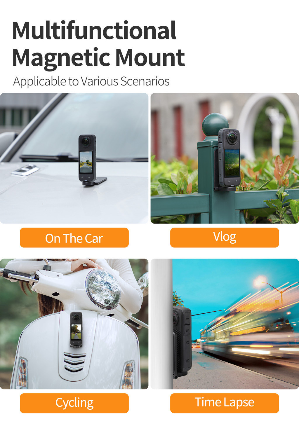 Magnetic Mount Base for Insta360 X5 X4, Magnetic Quick Release Mount ...