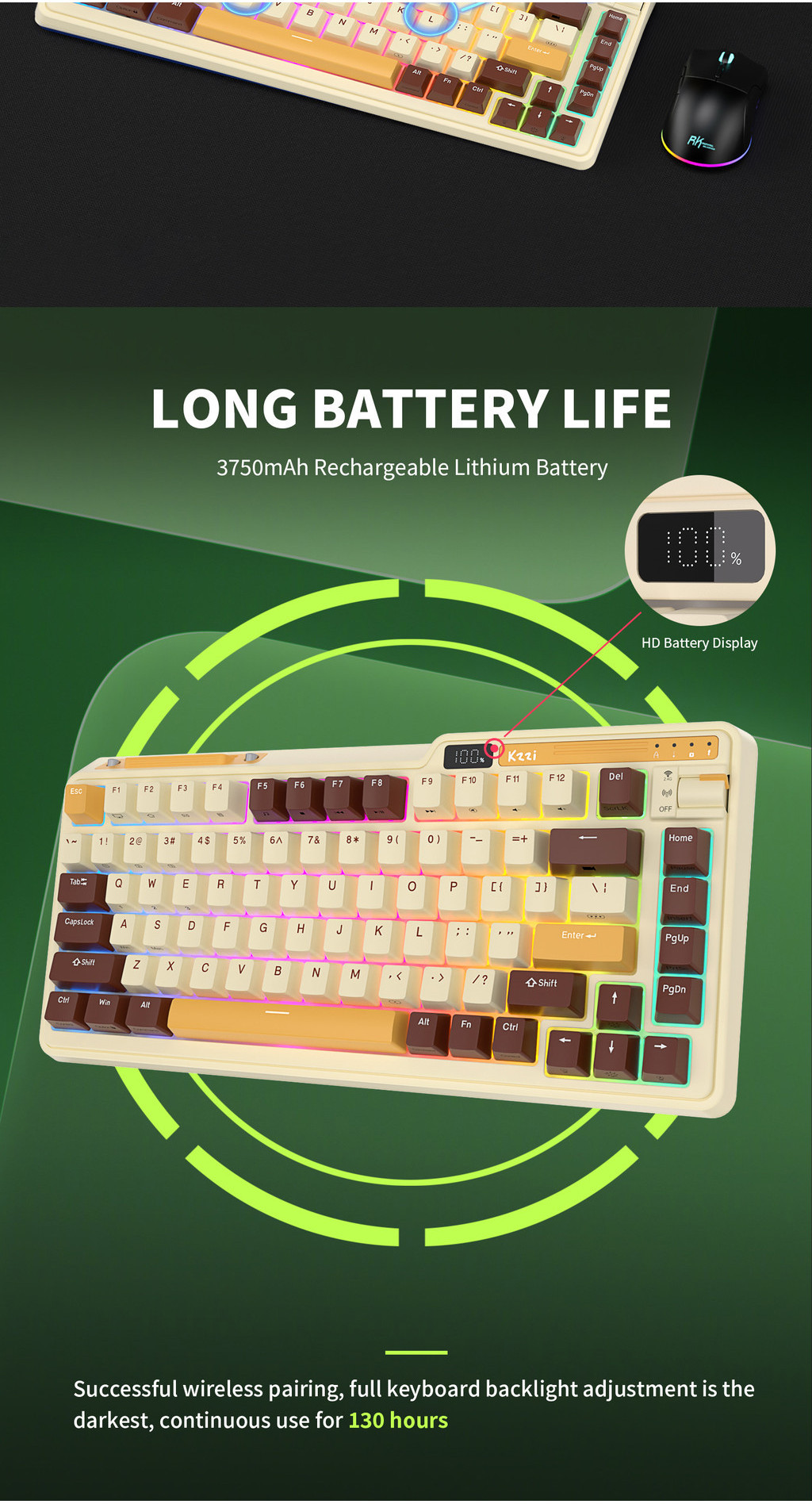 KZZI Kezhi K75 Pro Wireless Three-Mode Mechanical Keyboard Gasket ...
