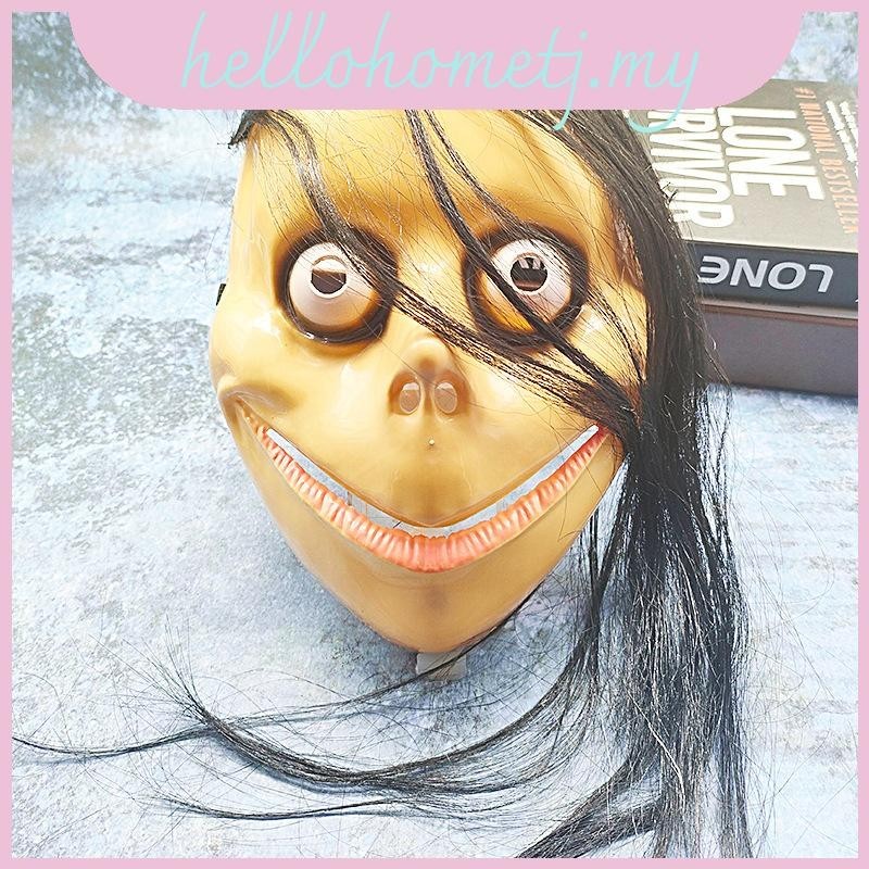 Long Hair Spine-chilling Momo Mask Plastic Horrifying Look For ...