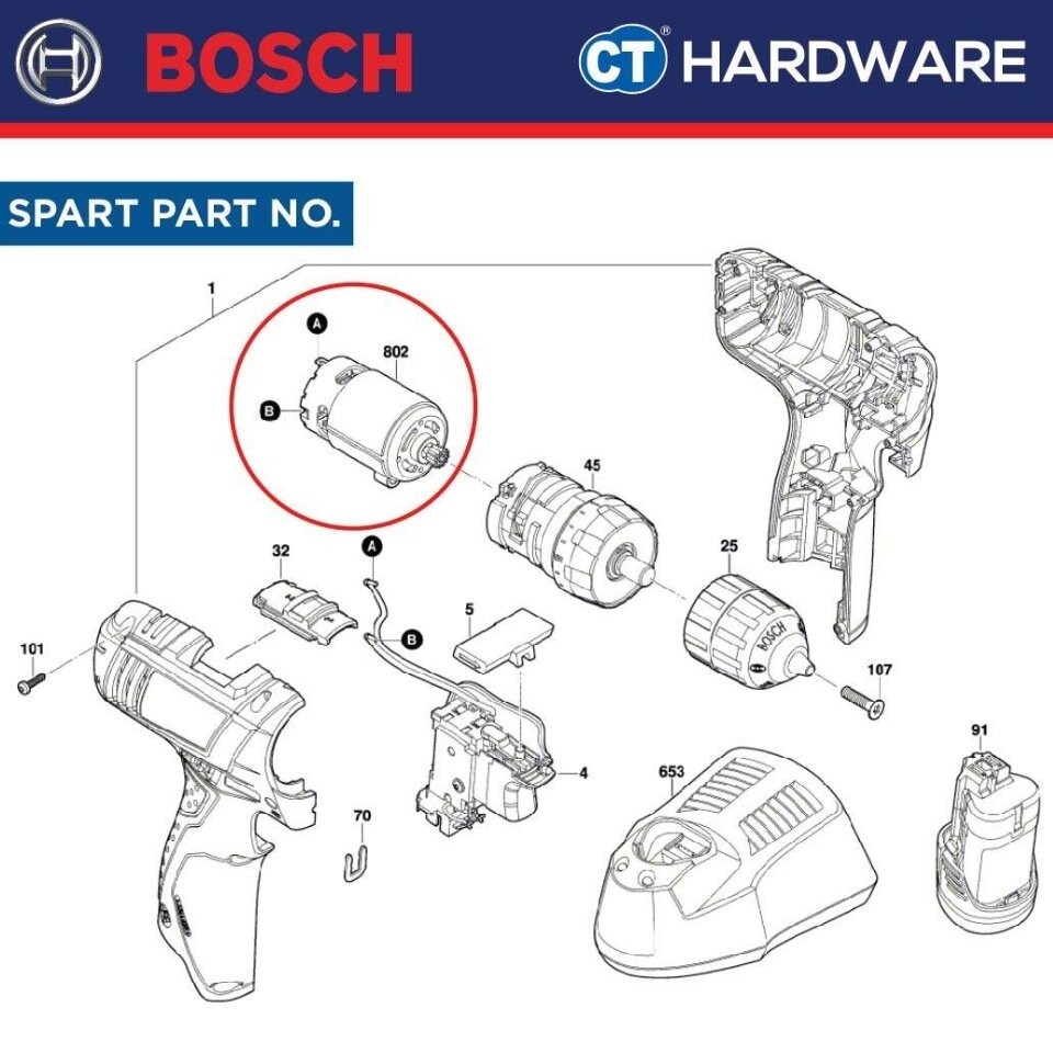 Bosch 2609199724 Original Motor for GSR 1080-2-LI Cordless Drill Driver ...
