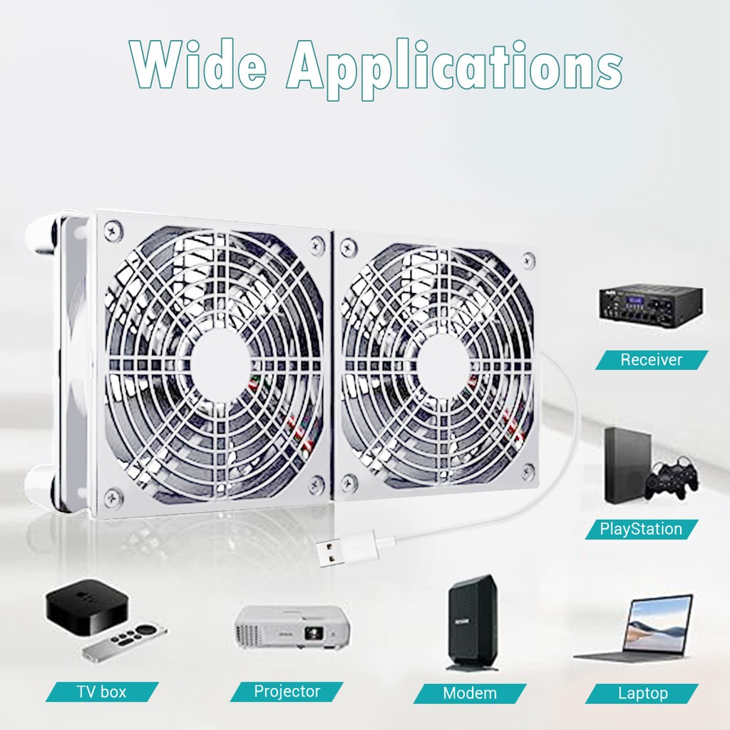 Wifi Modem Cooling Rack Usb Router Fan 1200Rpm Router Cool 120Cm Wire ...