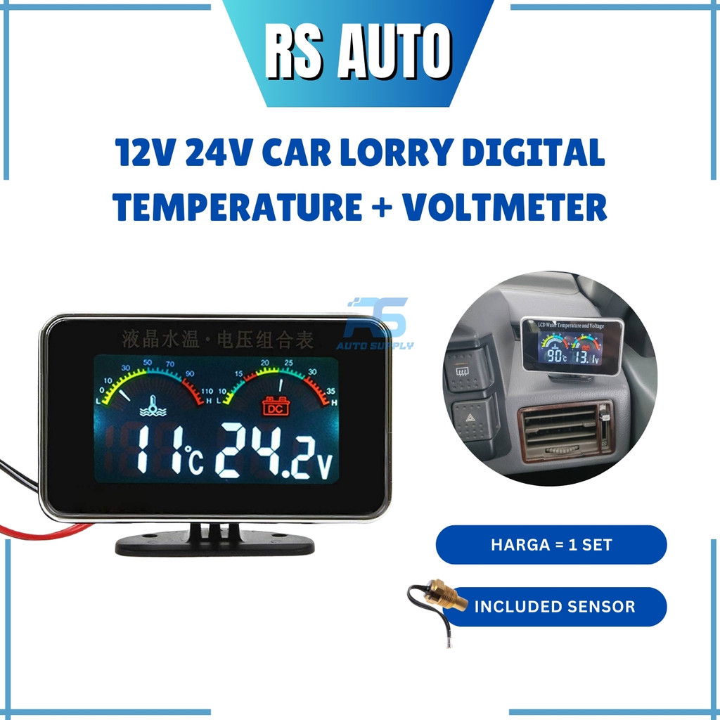 Car Lorry Digital Water Temperature Gauge 10mm 16mm Sensor Trailer ...