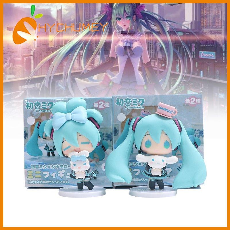 Colorful Hatsune 10cm Miku Anime Figure With Beautiful Cinnamon Dog A ...