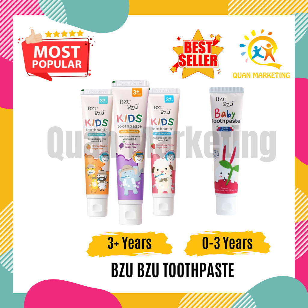 BZU BZU Kids Toothpaste (50g) - Strawberry/Grape/Orange/Fruits | Shopee ...